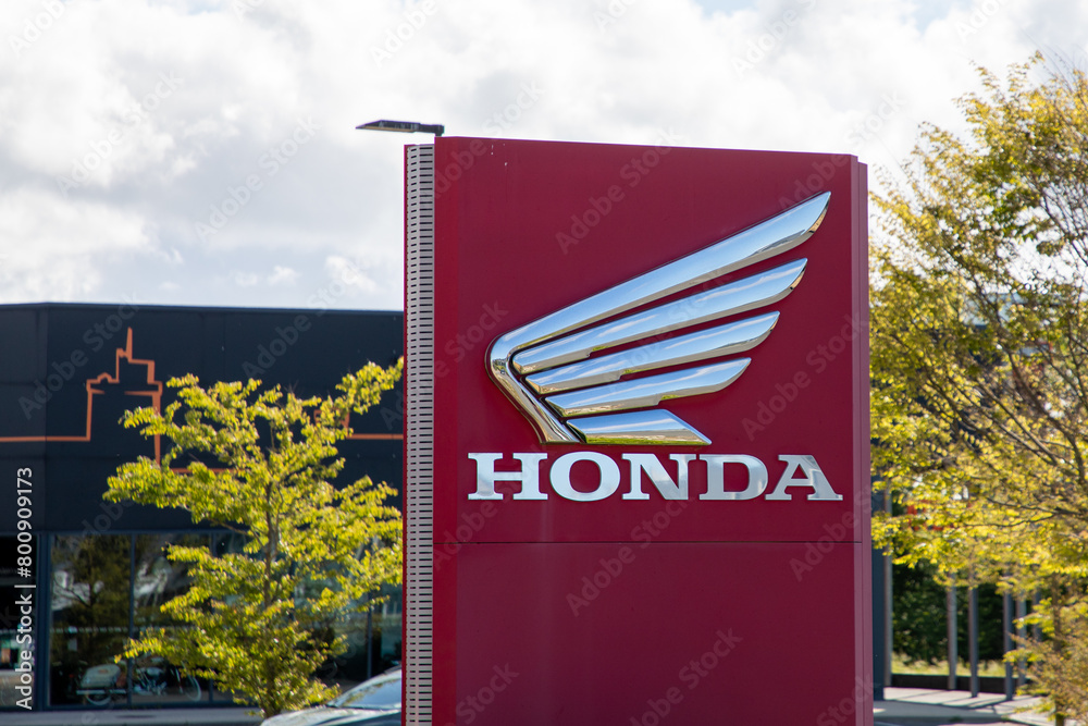 Honda dealership sign text motorbike logo brand on store Japanese ...