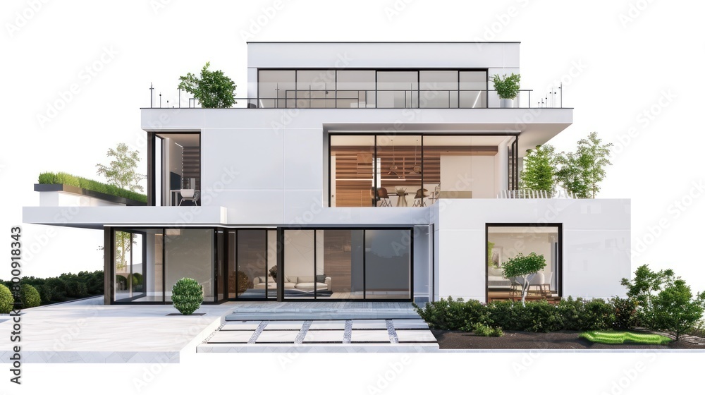 3d house modern front view isolated on white background,AI generated ...
