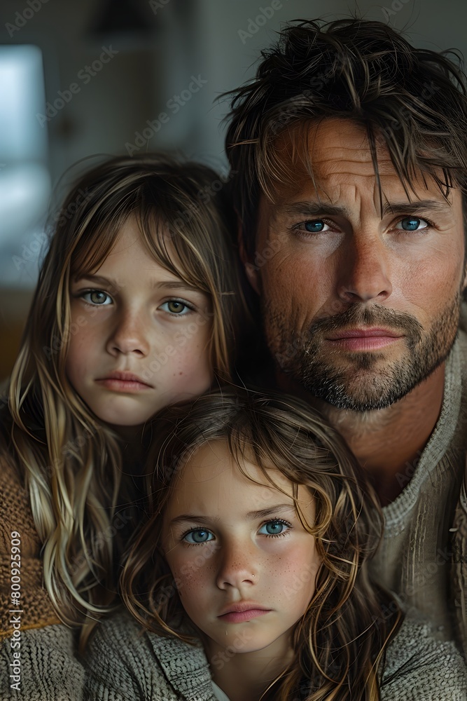 Stern Faced Parents Reprimand Disobedient Children in Simple Living ...