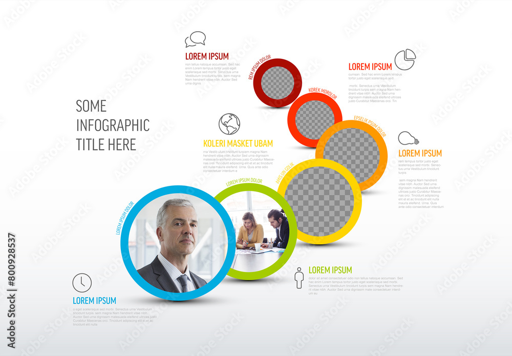 Infographic layout multipurpose template with photo placeholders icons ...
