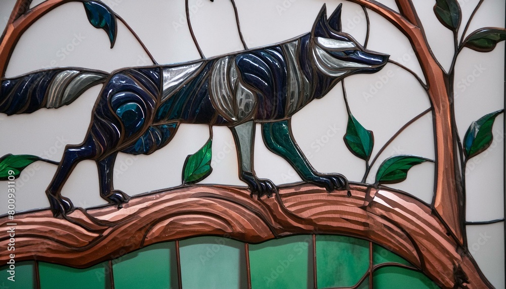 Moonlit Serenade: Artisanal Stained Glass Wolf Ornament" "Whispers of ...
