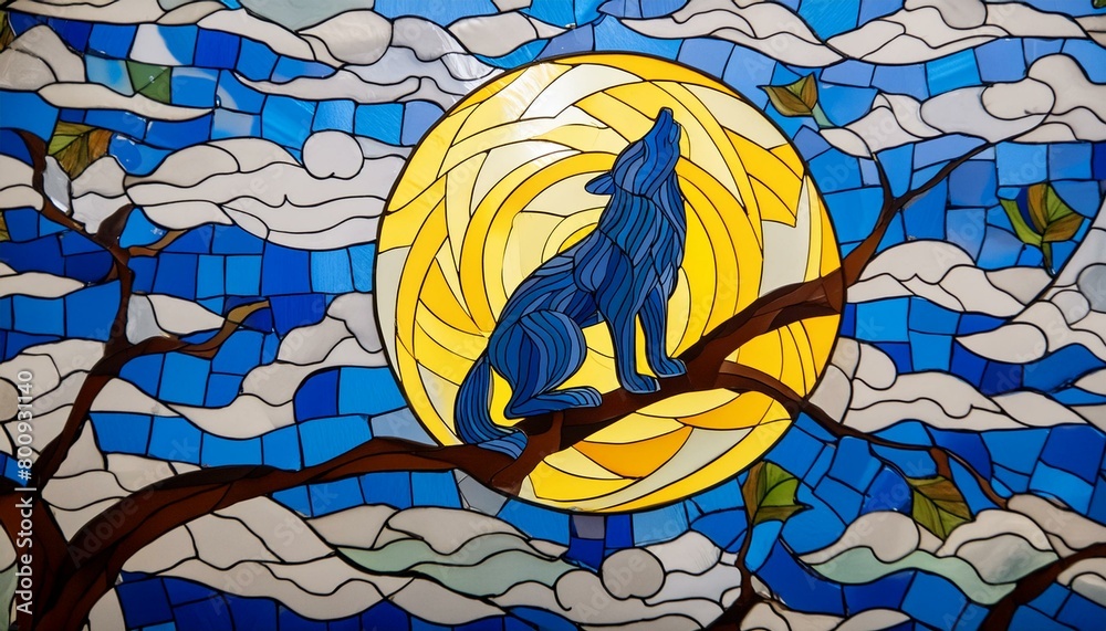 Moonlit Serenade: Artisanal Stained Glass Wolf Ornament" "Whispers of ...