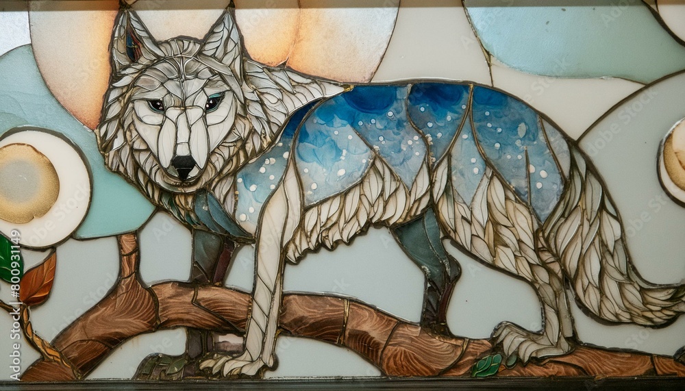 Moonlit Serenade: Artisanal Stained Glass Wolf Ornament" "Whispers of ...