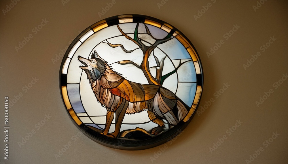 Moonlit Serenade: Artisanal Stained Glass Wolf Ornament" "Whispers of ...