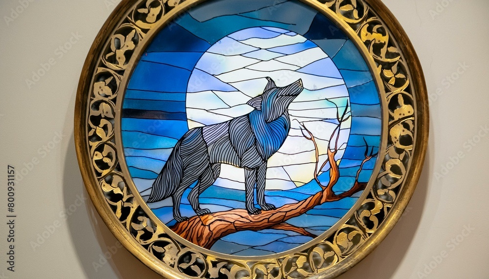 Moonlit Serenade: Artisanal Stained Glass Wolf Ornament" "Whispers of ...