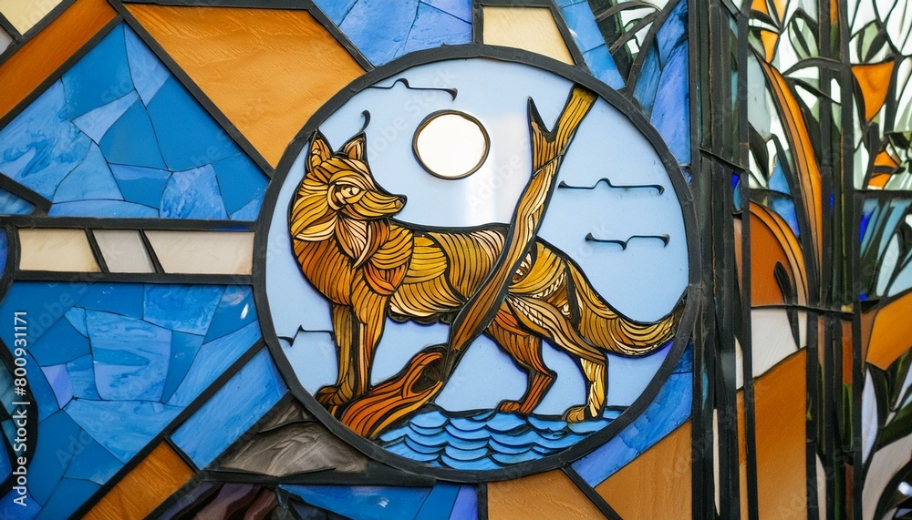 Moonlit Serenade: Artisanal Stained Glass Wolf Ornament" "Whispers of ...