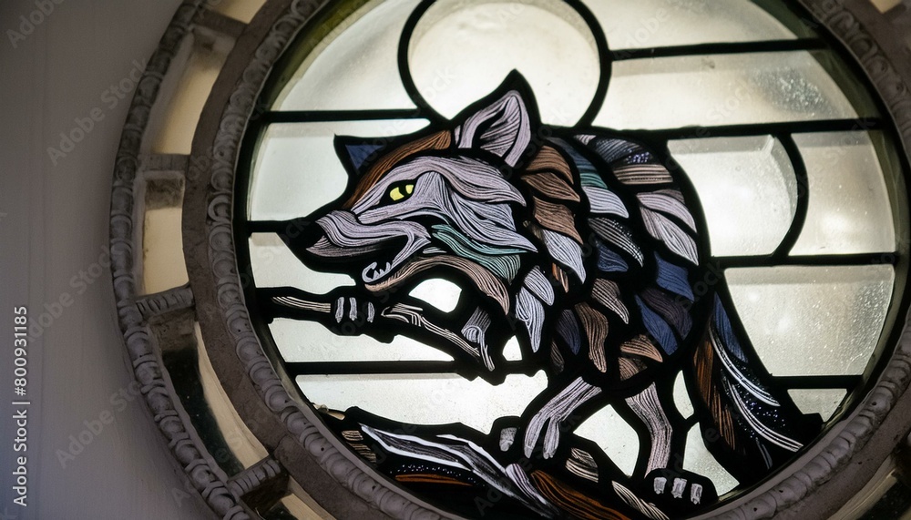 Moonlit Serenade: Artisanal Stained Glass Wolf Ornament" "Whispers of ...
