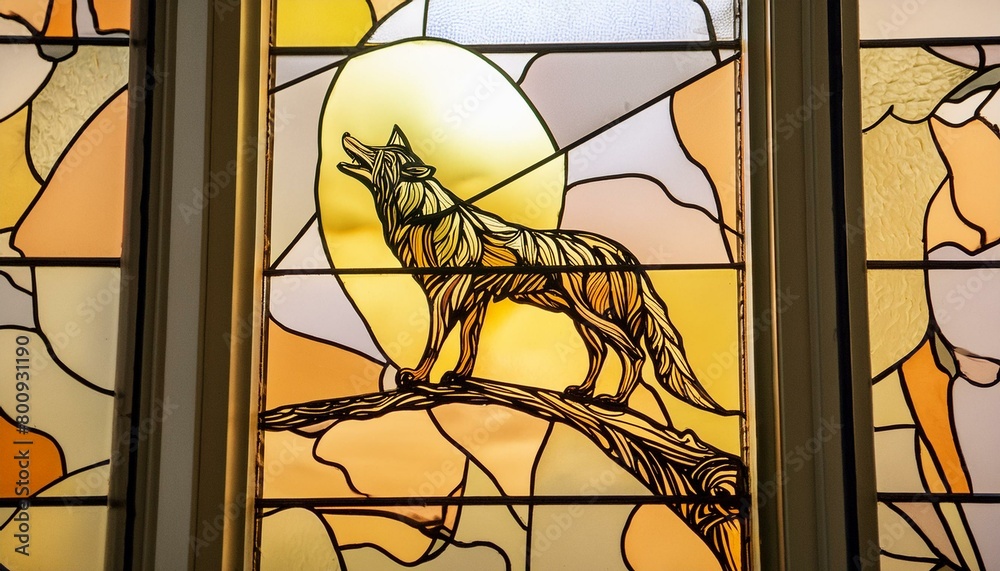 Moonlit Serenade: Artisanal Stained Glass Wolf Ornament" "Whispers of ...