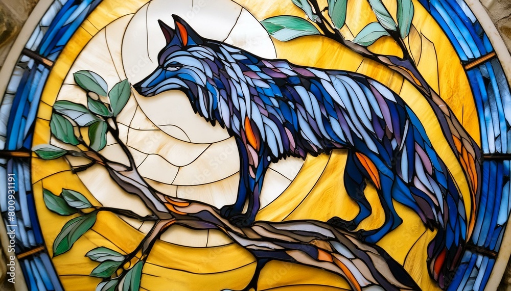Moonlit Serenade: Artisanal Stained Glass Wolf Ornament" "Whispers of ...