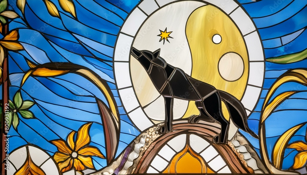 Moonlit Serenade: Artisanal Stained Glass Wolf Ornament" "Whispers of ...