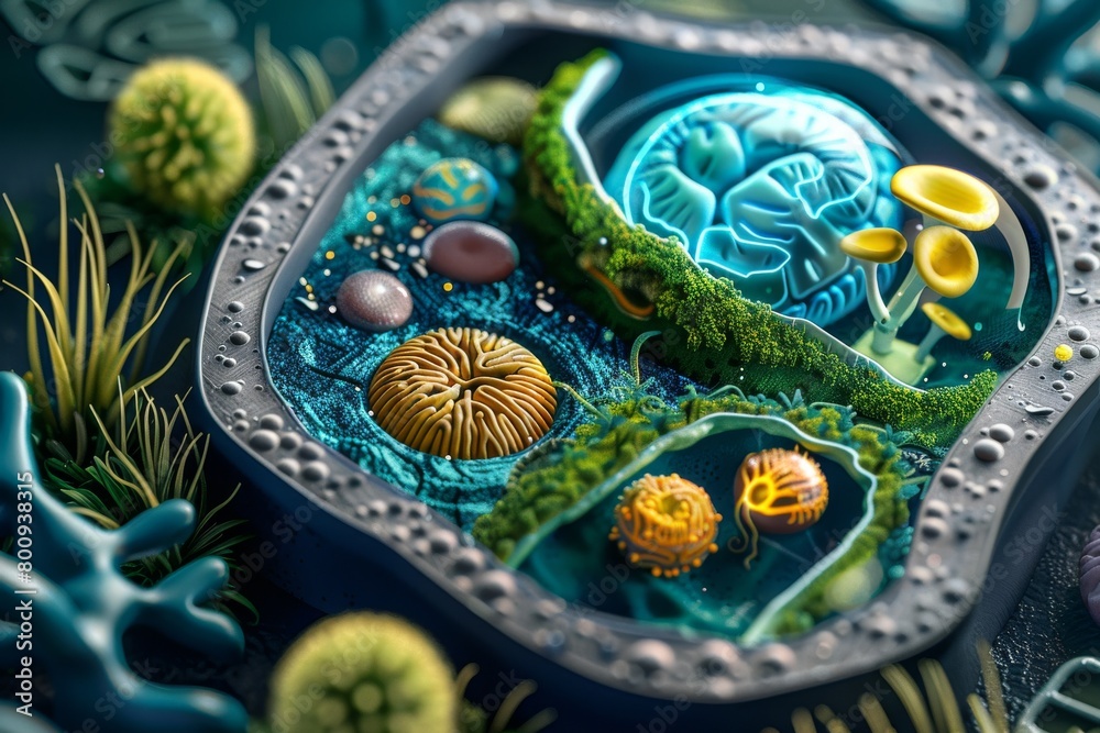Crosssectional of eukaryote ,plant and animals cell colorful ,cell wall ...