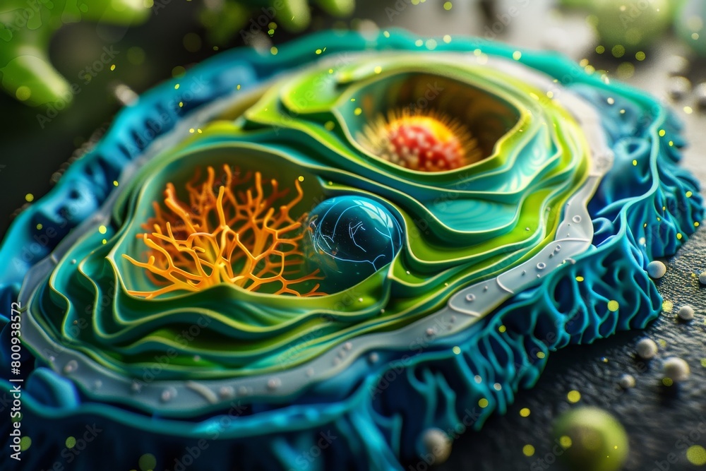 Crosssectional of eukaryote ,plant and animals cell colorful ,cell wall ...
