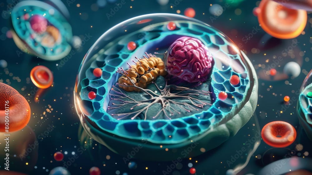 Crosssectional of eukaryote ,plant and animals cell colorful ,cell wall ...