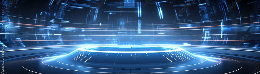 Futuristic technology concept display, clean background with ample ...