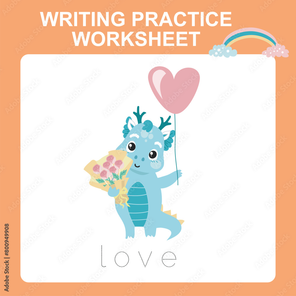 Writing practice worksheet. Writing the letters in English. Kids ...