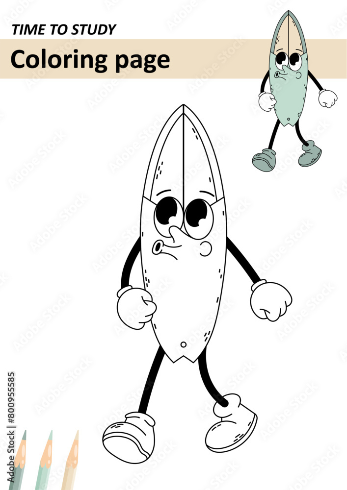 Kids coloring book with a funny character in A4 format. Task, coloring ...