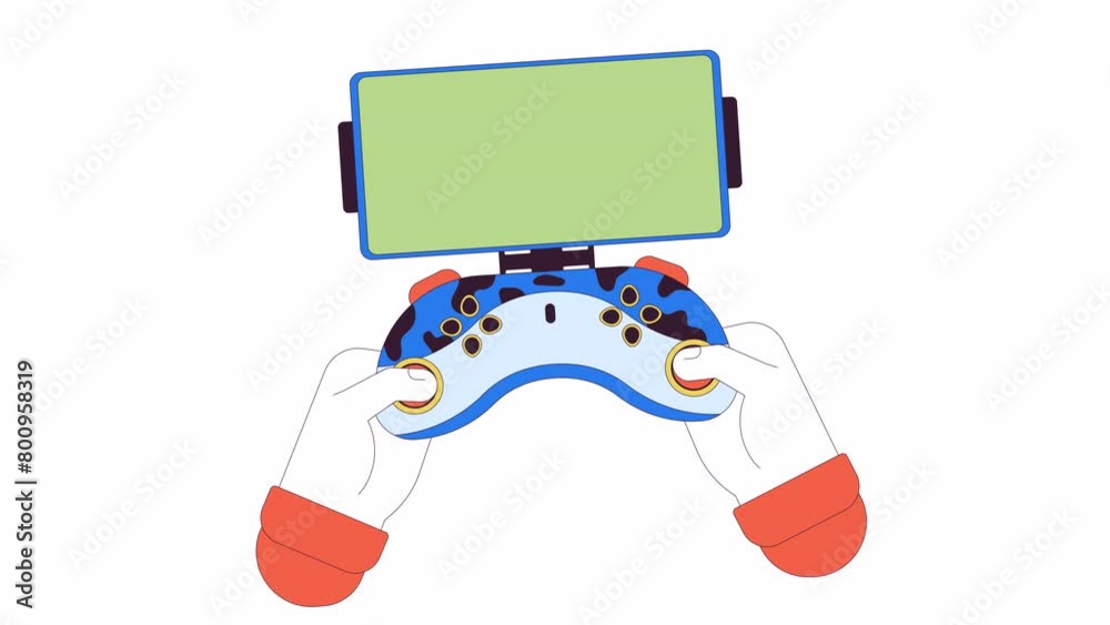 Phone holder for game controller line 2D character hands animation ...