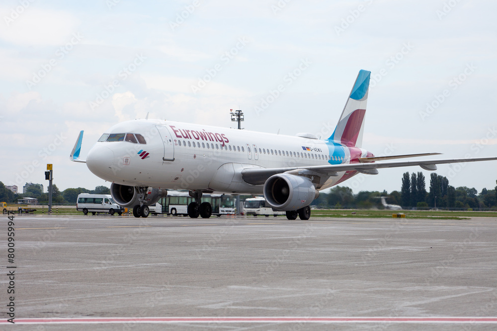 Passenger plane of the German airline Eurowings. European low-cost ...