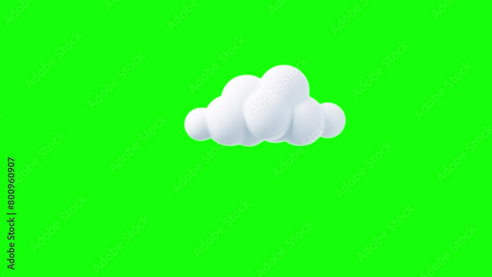 3d Animation Beautiful Cloud morphing, Seamless Loop icon. Green screen ...