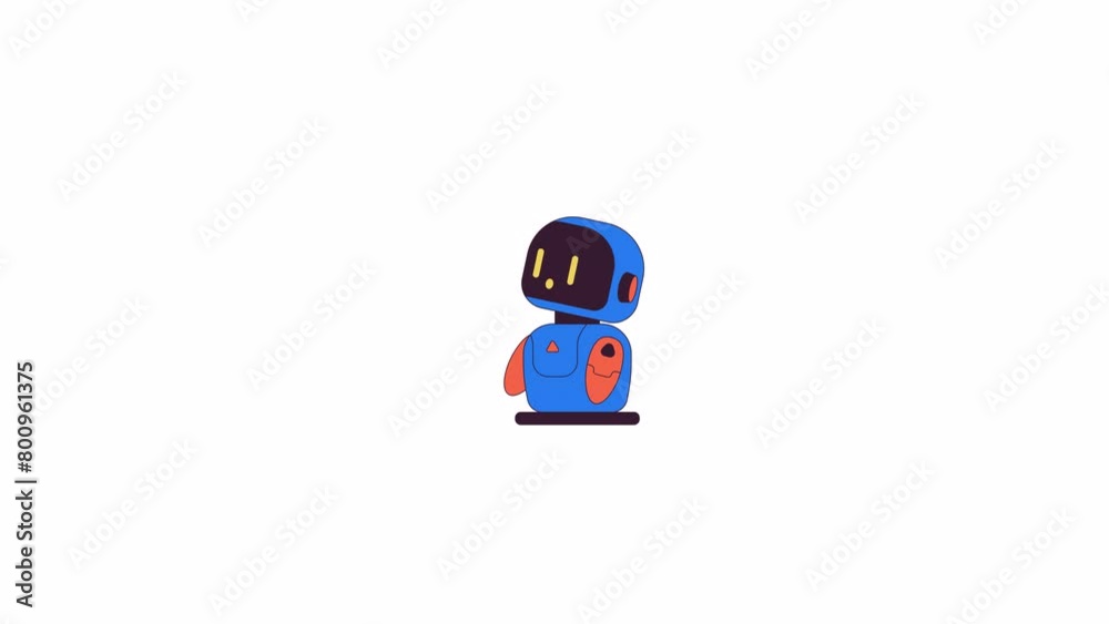Little ai robot moving and smiling line 2D character animation ...