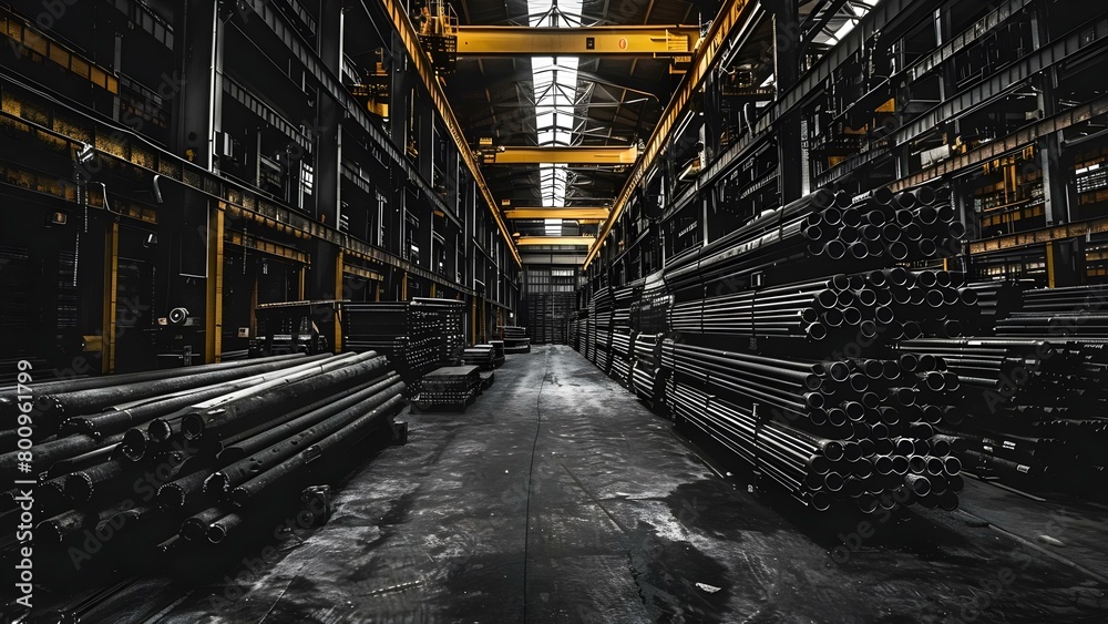 Loading and Unloading Metal Materials in Factory Warehouse Racks with ...