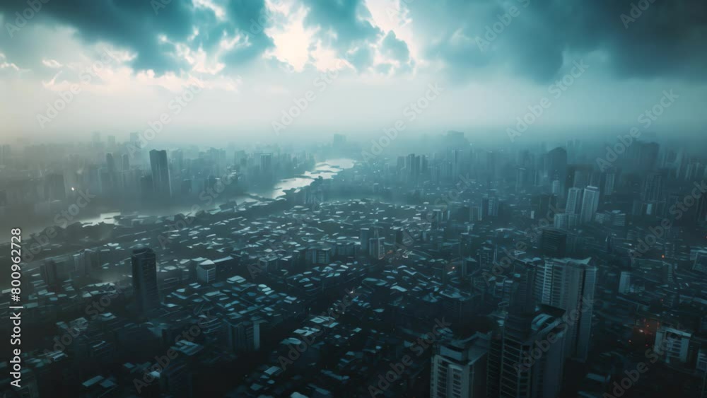 A captivating photo showcasing an aerial view of a city immersed in ...