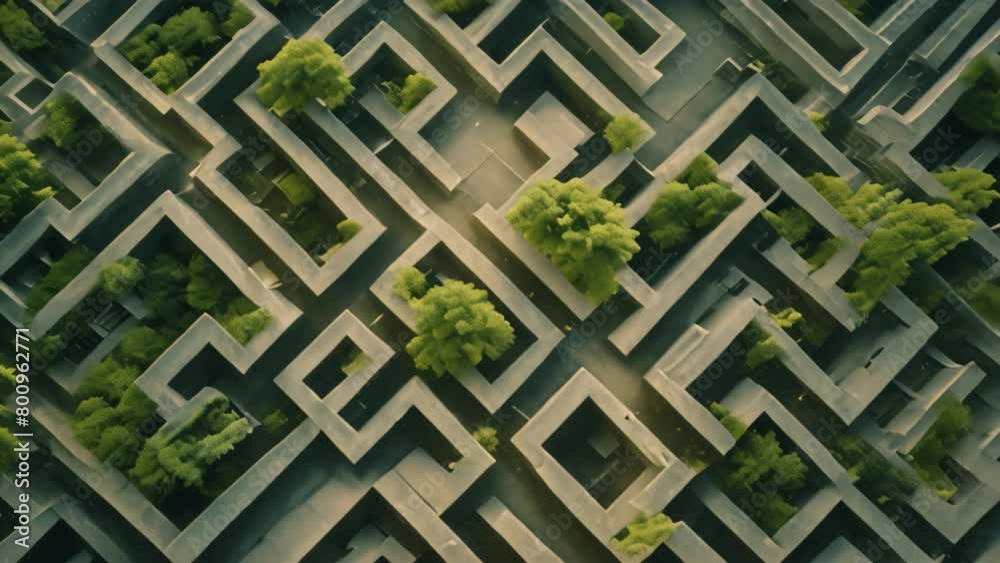 Marvel at this captivating aerial perspective of a tree-filled maze ...
