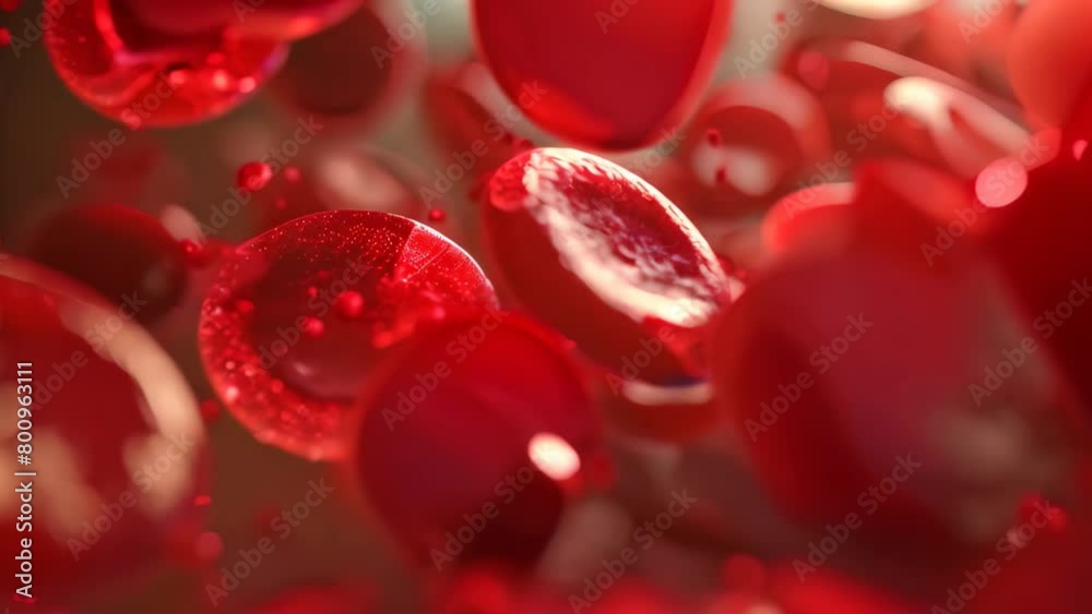 A photo showing a close-up of red blood cells floating inside a blood ...