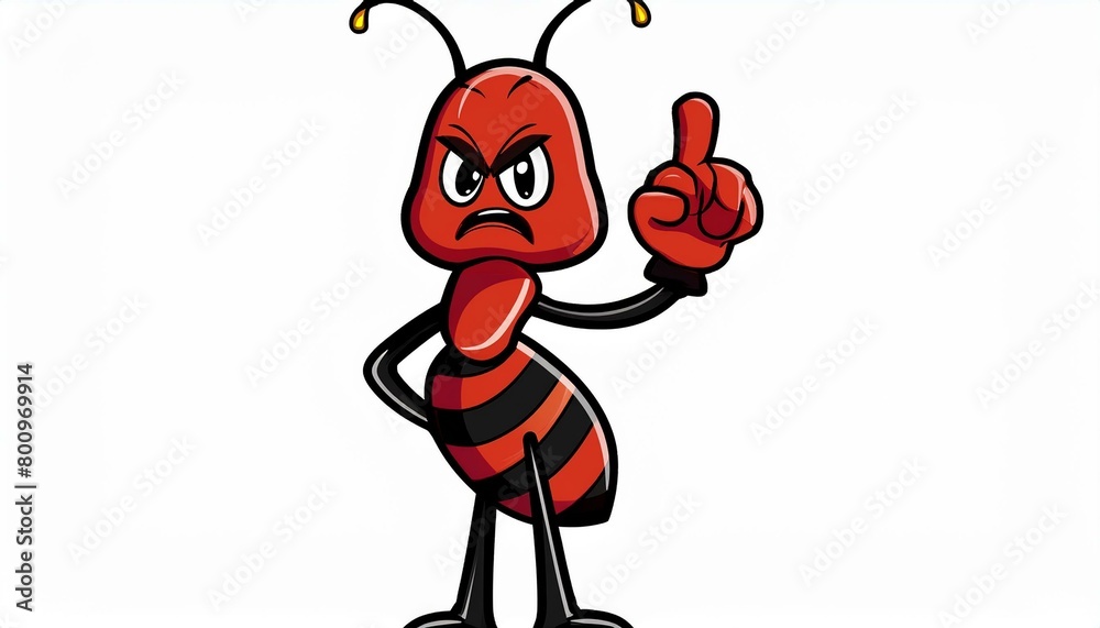 Cute angry ant cartoon character on white background Free Vector Stock ...