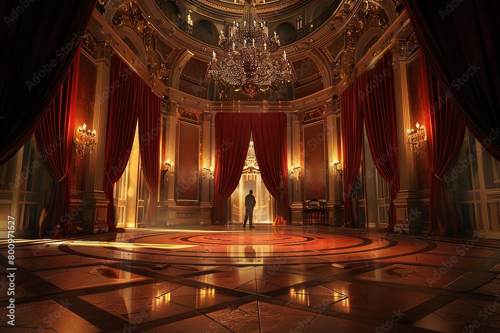 Craft a scene in a lavish ballroom with a hidden secret, combining ...