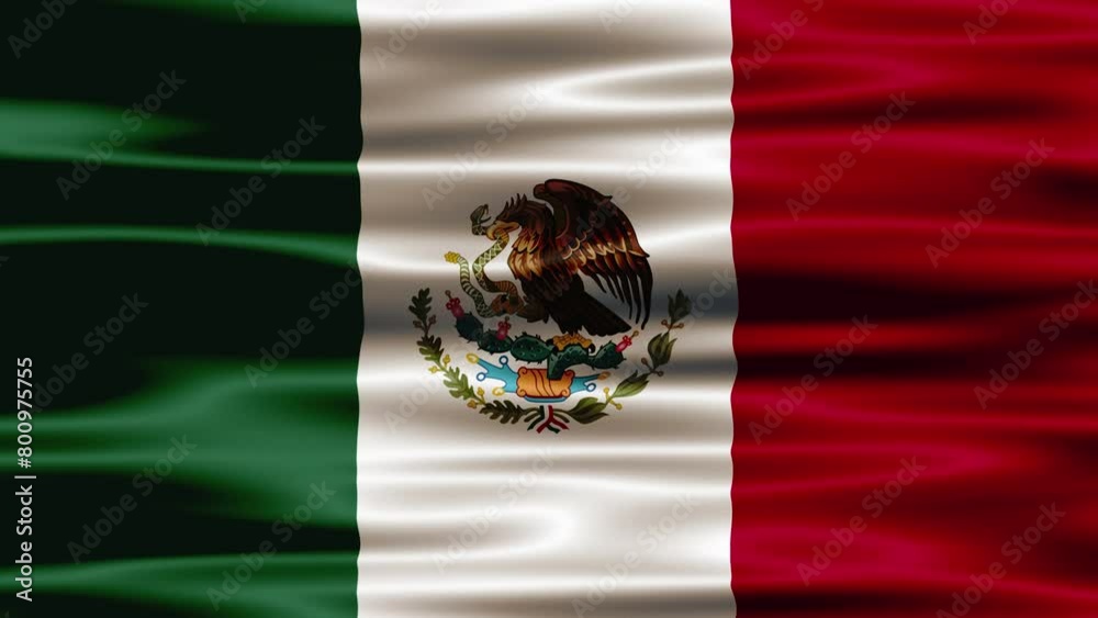 Mexico Flag Blowing Close Up. 3d Mexico Flag Slow Motion video. Flags ...