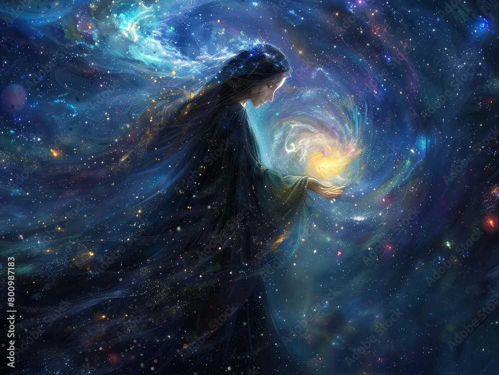 The hand of God creating the universe and the birth of a new star Stock ...