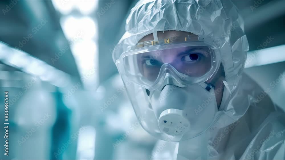 Hazmat Expert Examines Contamination Zone. Concept Hazmat Training ...