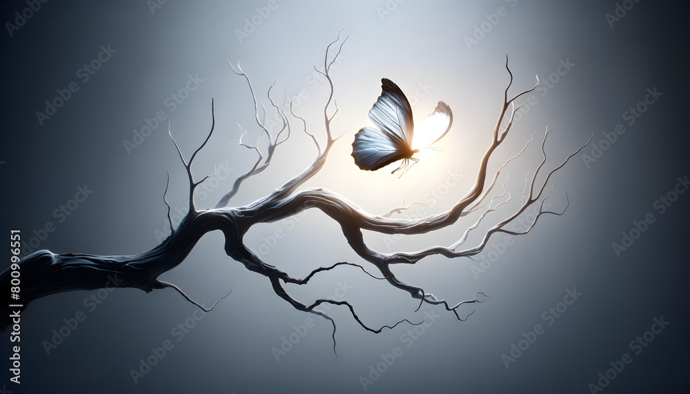 concept of the life cycle, a seedling in soil, a mature tree, autumn ...