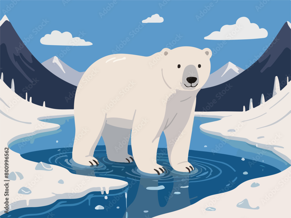Sad Polar Bear Illustration - Impact of Global Warming, Pollution, and ...