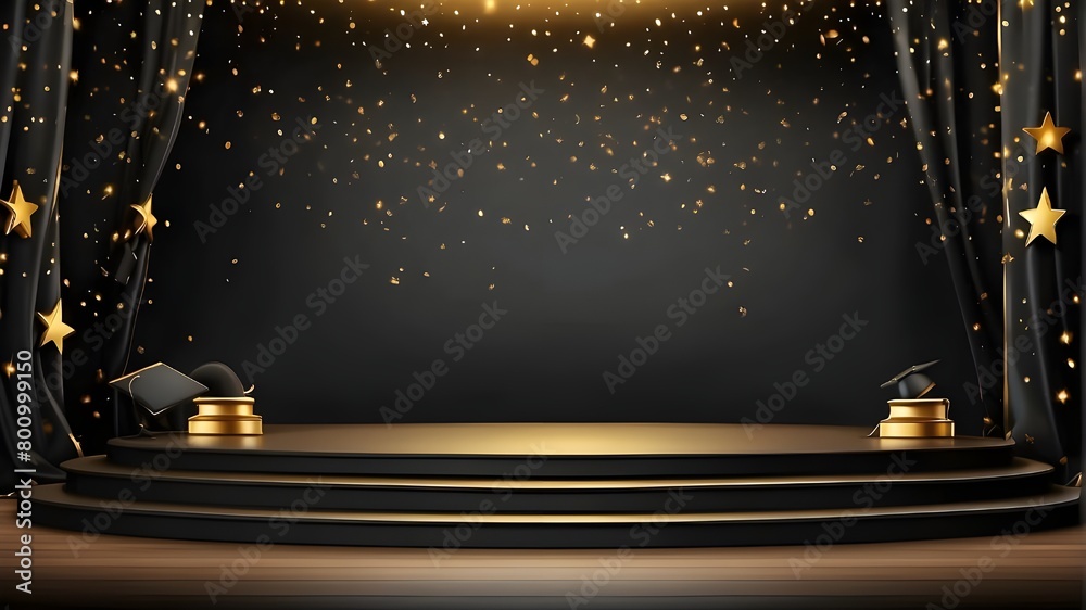 Graduation class background award party banner on an empty stage ...