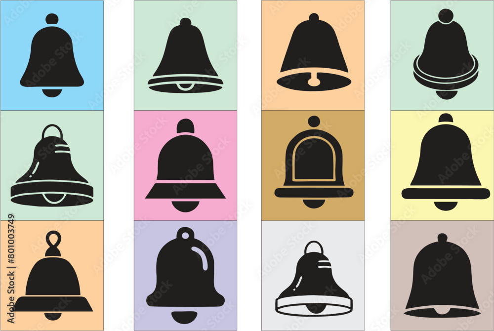Notification and bell icons set. Symbols for website design, logo, app ...