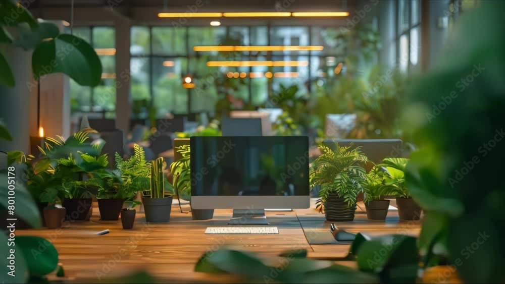 Green Workspace: Modern Office with Plants and Natural Lighting ...