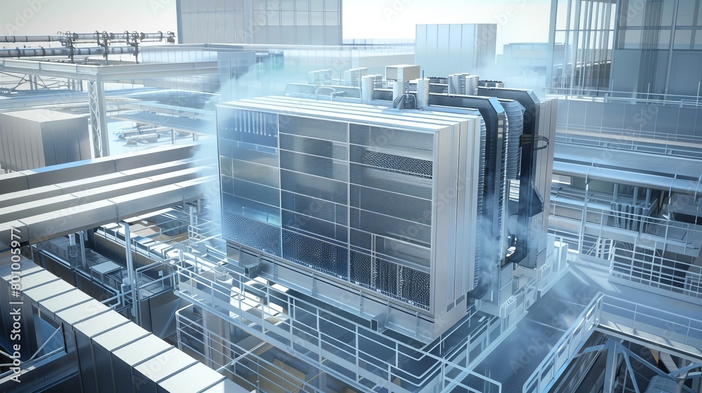 Advanced Direct Air Capture Facility on a Sunny Day, Showcasing Modern ...