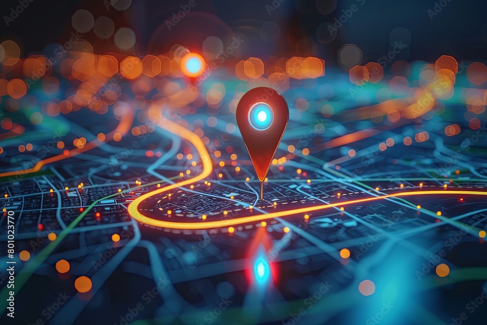 A digital map displaying a pin marked location. Two pins are visible on ...