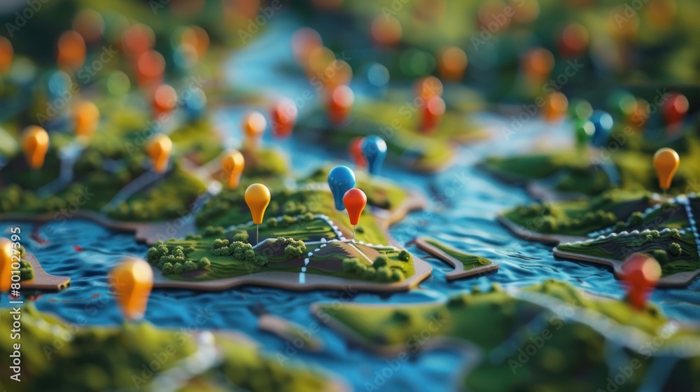 Plan your route with a detailed map decorated with colorful pins ...