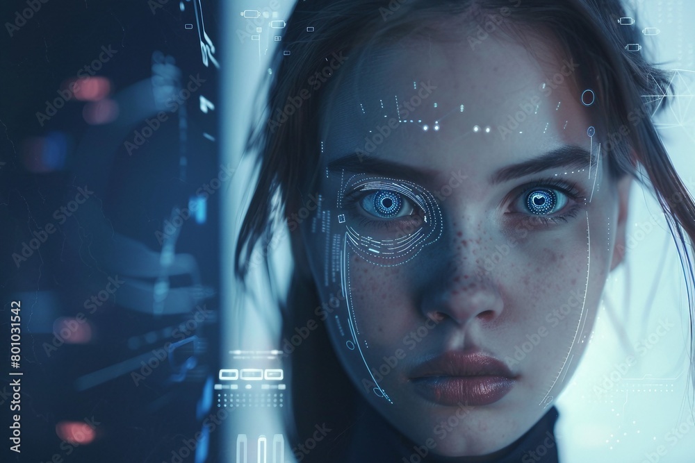Face ID. Future.Face of Young Woman for Face Detection.Female Eye ... Face ID. Future.Face of Young Woman for Face Detection.Female Eye ...