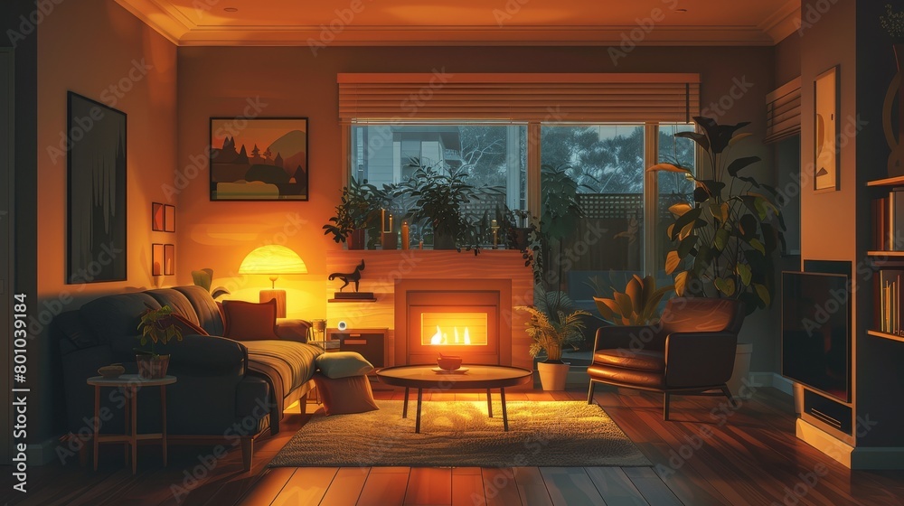 Cozy Living Room Intimacy: An illustration depicting the intimacy of a ...