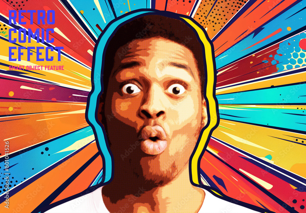 Retro Comic Effect with Generative AI Stock Template | Adobe Stock