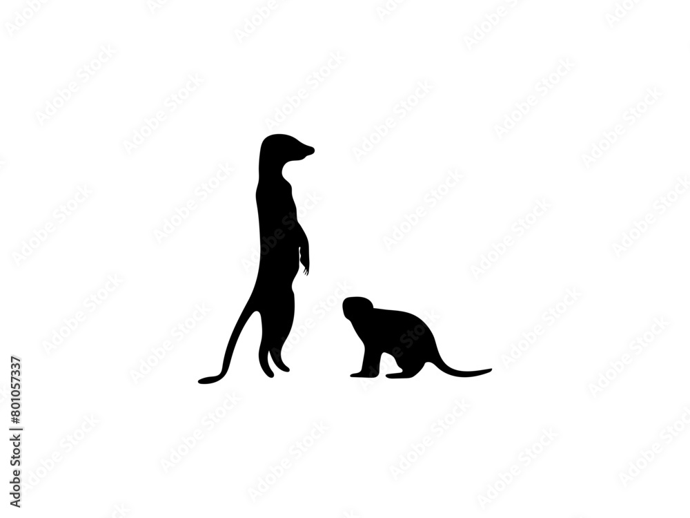 meerkat silhouette. standing meerkat animal silhouette. good use for ...