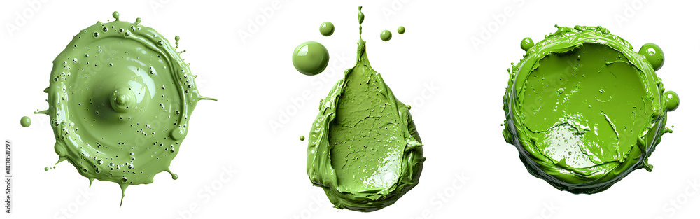 Green paint drop set PNG. Drop of green paint PNG. Green liquid pigment ...