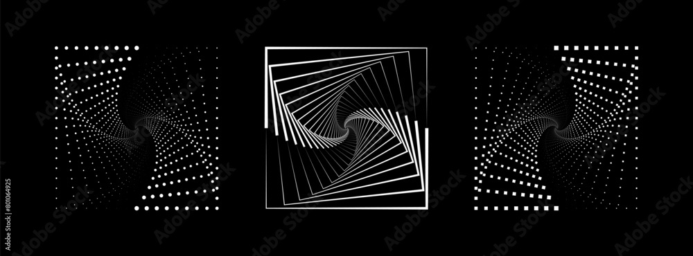 Vetor de Set of speed lines in square form. Halftone dotted speed lines ...