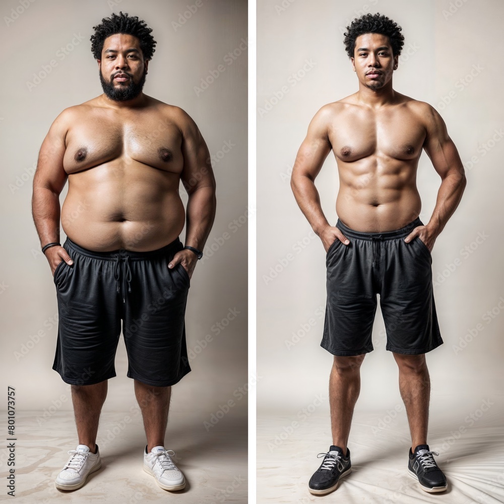 A before and after picture of an African man's fitness transformation ...