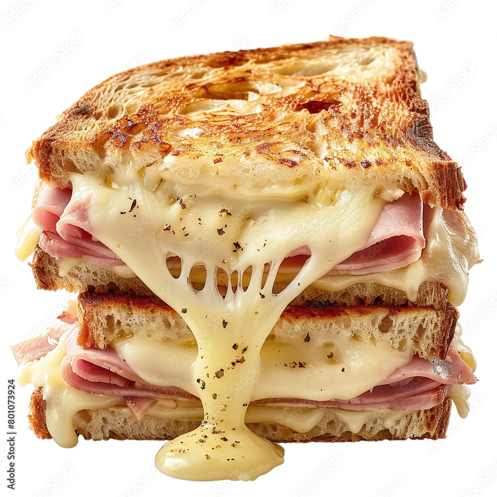 Crave-Worthy Croque Monsieur: Ham and Melted Gruyere Delight Stock ...