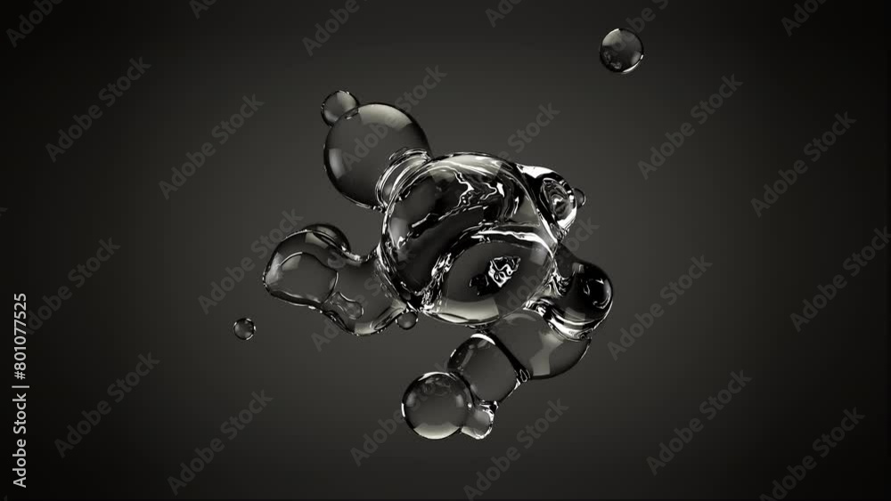 3D animation of abstract volume objects. Abstract morph liquid forms of ...